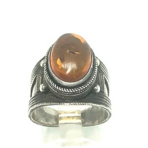 Vintage | Jewelry | Vintage Sterling Silver Nordic Amber Rope Ring ...